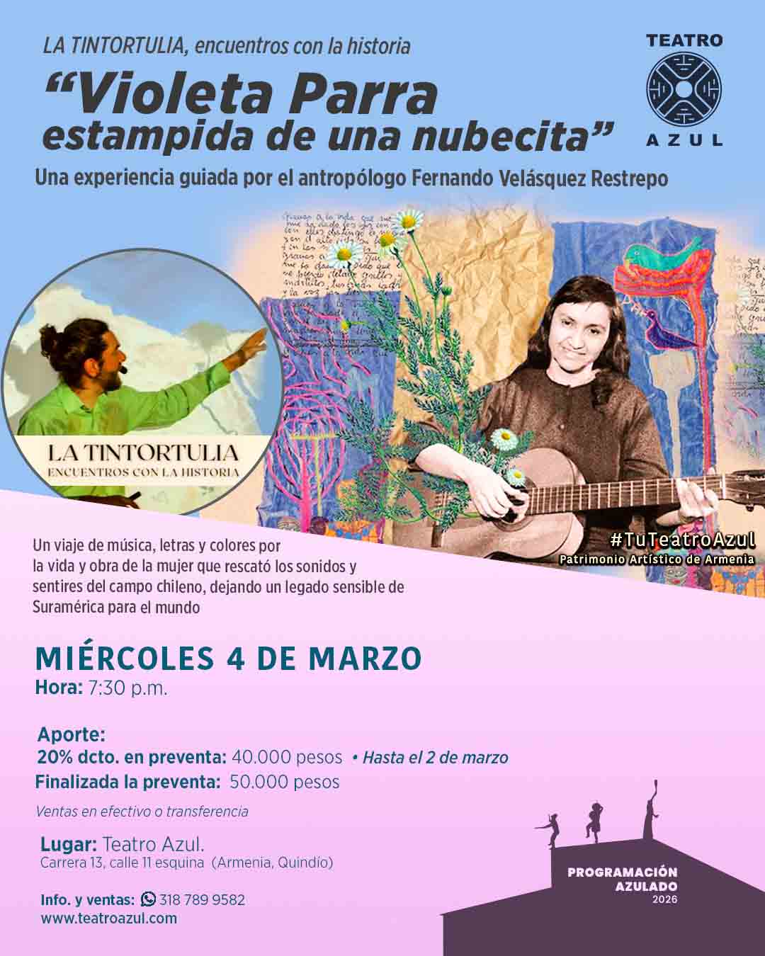 La Tintortulia Violeta Parra Marzo 2026 – Teatro Azul